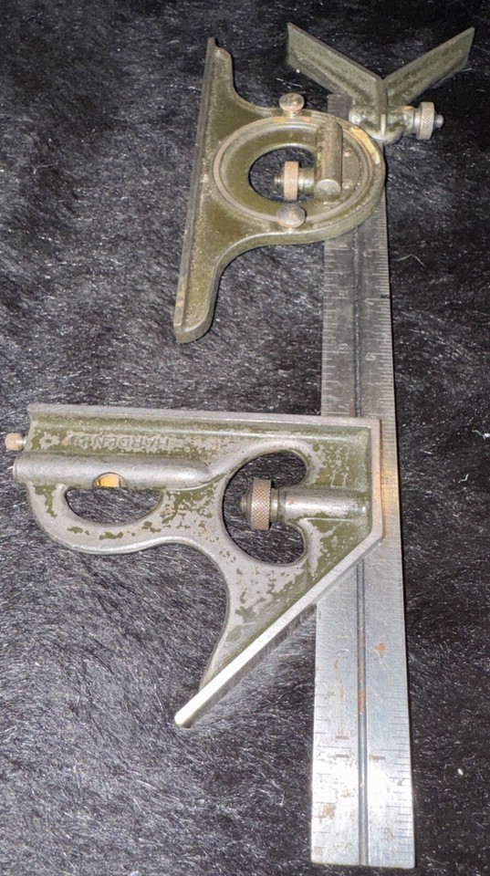 VINTAGE 4 Pc COMBINATION SQUARE SET No 4 Hardened Machinists Tool The L ...