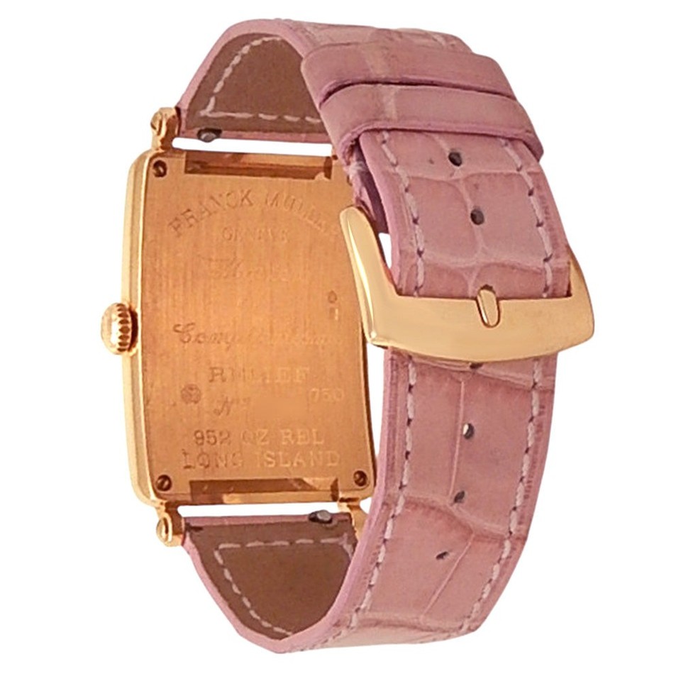 Franck Muller Long Island 18k Rose Gold Pink Leather Silver Watch 952 ...