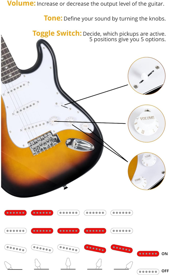 Banger'S Pack Set Chitarra Elettrica Sunburst - Kit Completo per ...