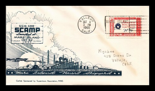 US NAVAL COVER SCAMP SSN-588 LAUNCHED MARE ISLAND VALLEJO CALIFORNIA | eBay
