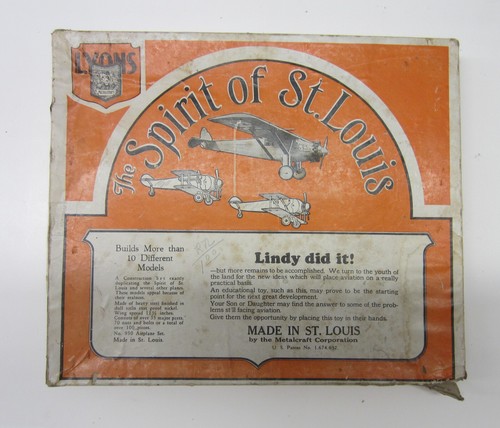 Vintage LYONS "The Spirit of St. Louis" Airplane Model Kit - BOX ONLY ...