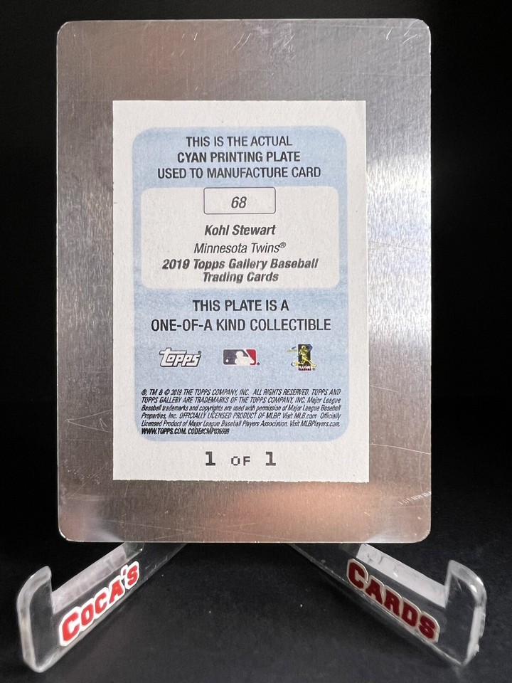 KOHL STEWART 2019 Topps Gallery Baseball Printing Plate #1/1 Twins ...