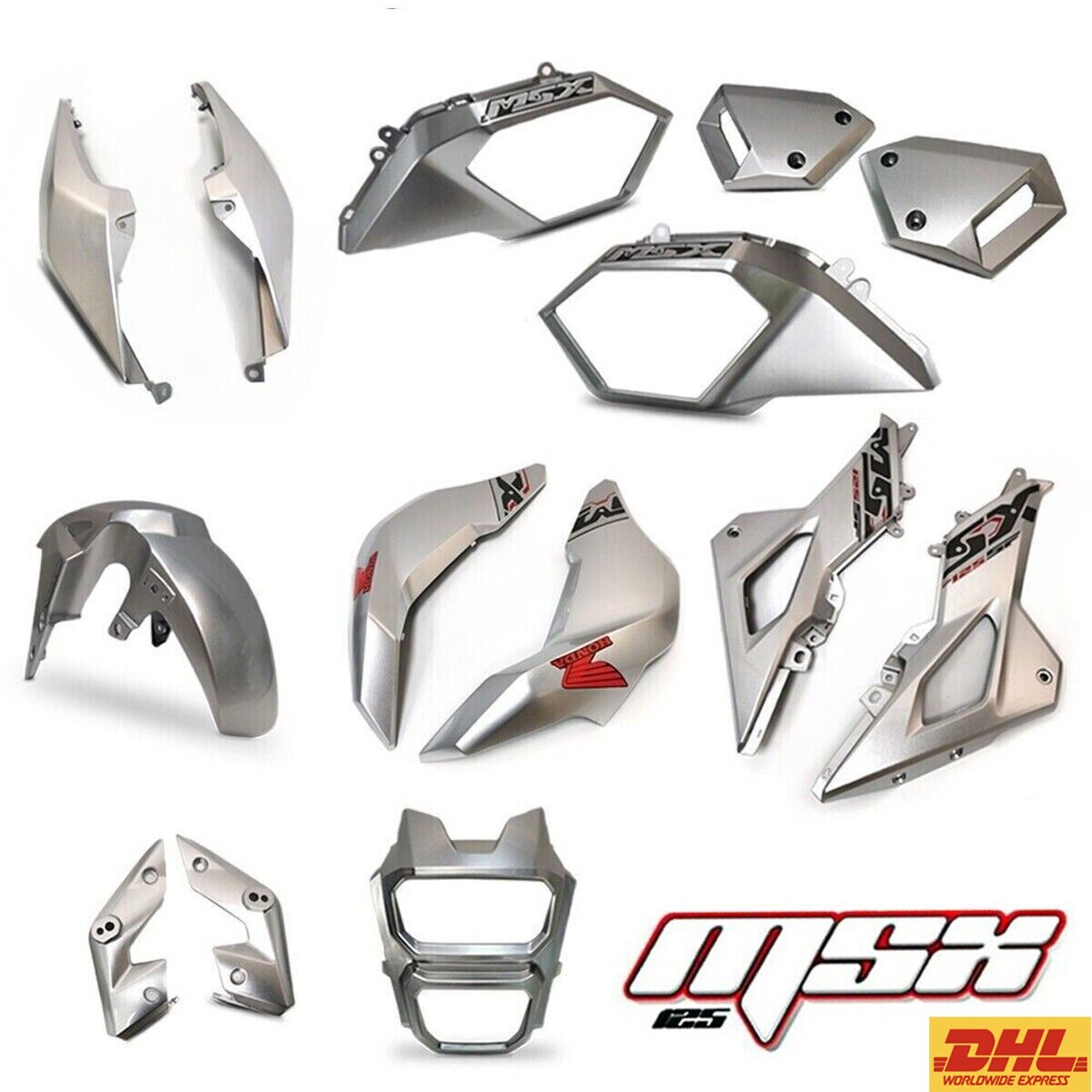 SILVER SET FAIRING BELLY PAN BODY KIT FRAME FOR HONDA GROM MSX 125 SF ...