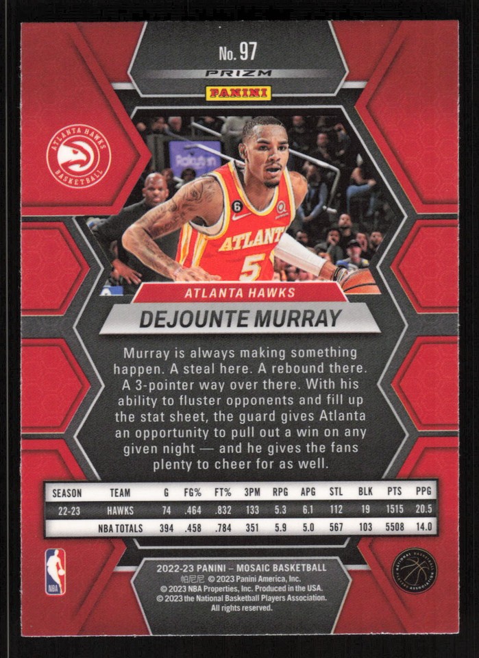 2022-23 Panini Mosaic #97 Dejounte Murray Blue Explosion Card TCCCX | eBay