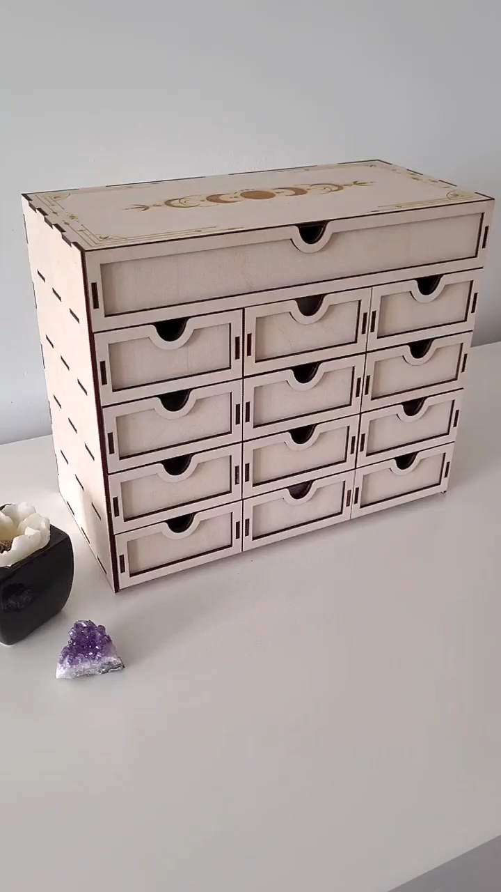 Large tarot card storage box, 12Tarot deck holder, Crystal and jewelry ...