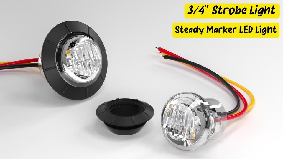 3/4" Strobe+Steady Marker Lights Dual Function White LED Flash 12V 24V ...