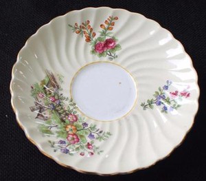 Vintage AYNSLEY Bone China England FLOWERS & CASTLE Yellow Pattern ...