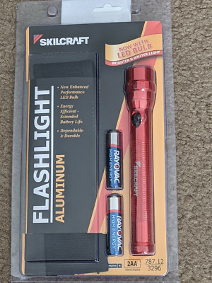 Skilcraft Red Aluminum Flashlight with Cary Case! Brand NEW! Red, LED ...