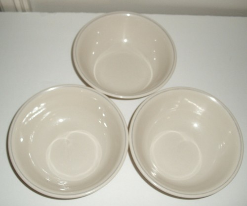 3 Corelle Beige 6 1/4" Bowls Gray Trim | eBay