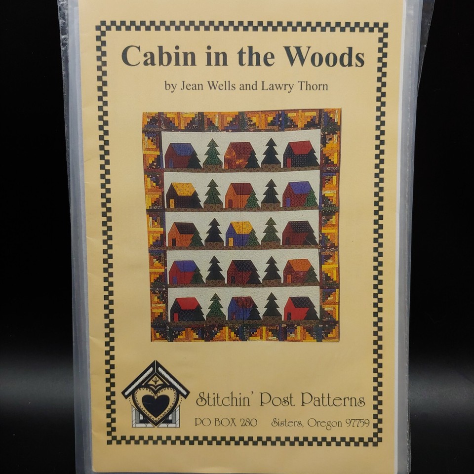 Cabin In The Woods Quilt Pattern, 50x60 Wall Hanging vtg 1990s Forest ...