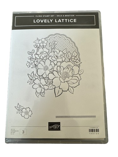 Stampin up! LOVELY LATTICE *unused* Rubber Cling Stamp Set Flowers Lace Sewing | eBay