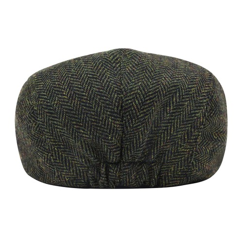Men's Flat Cap Wool Tweed Driving Irish Newsboy Hat (Herringbone Green ...