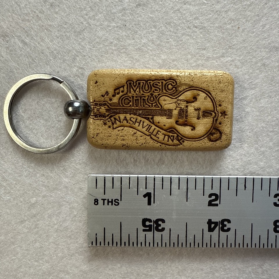 Nashville Tennessee Music City Wooden Keychain Guitar Double Sided | eBay