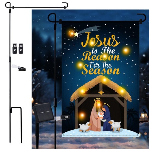 Lighted Christmas Garden Flags 12 x 18 Inch Christian Christmas Flags ...
