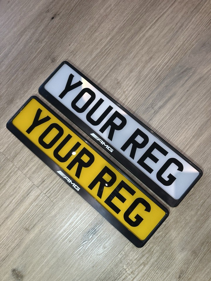 X2 Mercedes Benz AMG Number Plate Frames Surrounds Holders Authentic ...