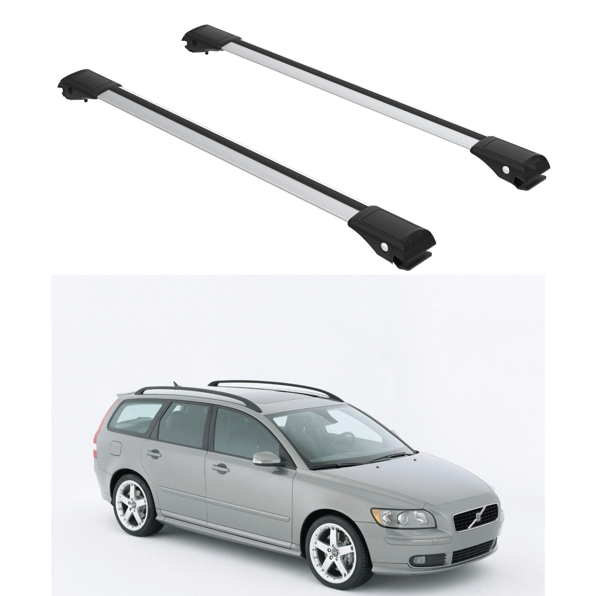 Roof Rack Cross Bars Set to fit Volvo V70 Wagon/Estate 2007-2016 Gray ...