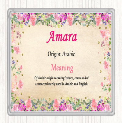 Amara Name Meaning Drinks Mat Coaster Floral | eBay UK
