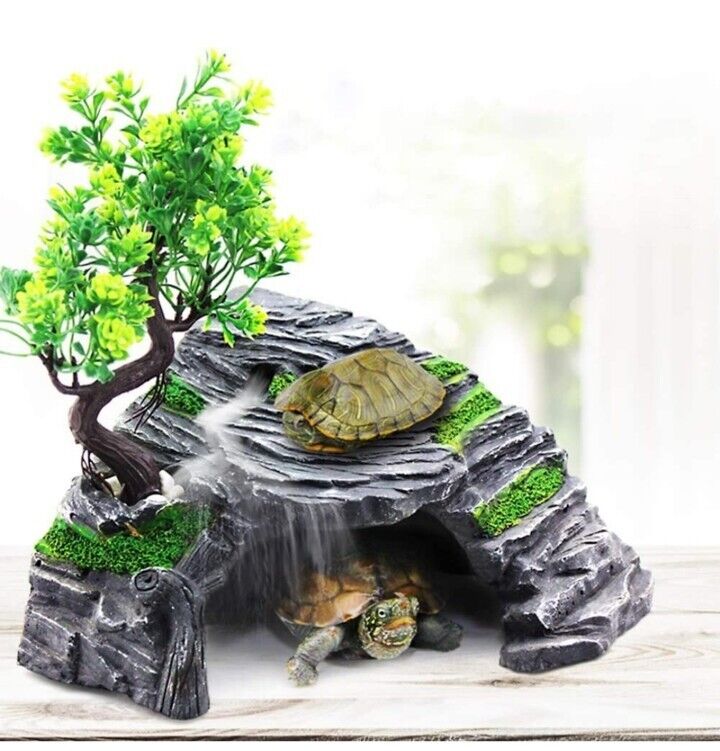 Reptile Hideout Caves Turtle Ramp Basking Platform Habitat Shelter ...