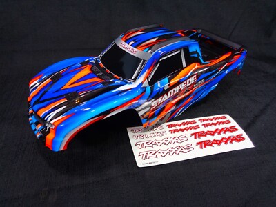 New Traxxas Stampede 4x4 VXL Blue Orange Painted Body Shell Lid Decals ...
