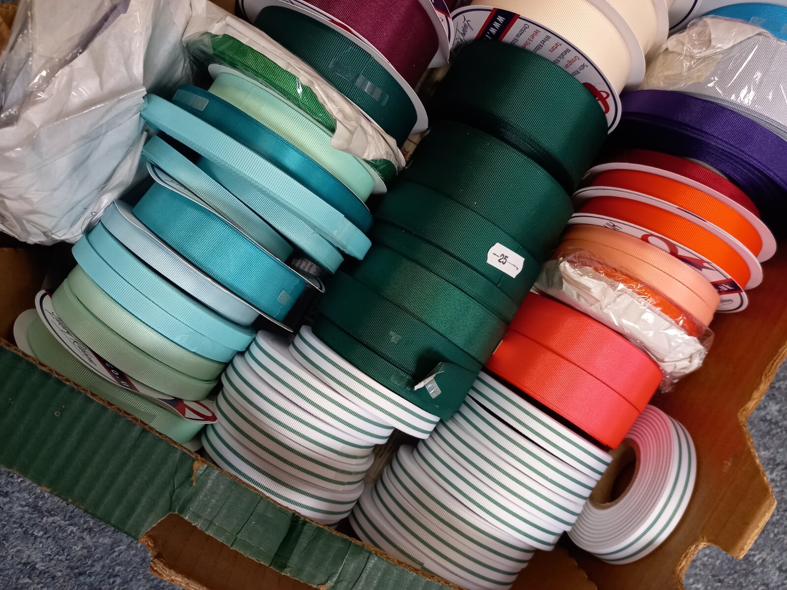 Job Lot Ribbon Spools Reels Gross grain Craft Ribbon all different ...