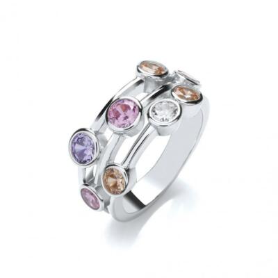 Sterling Silver Ladies Multi Stone Set Ring with Cubic Zirconia | eBay