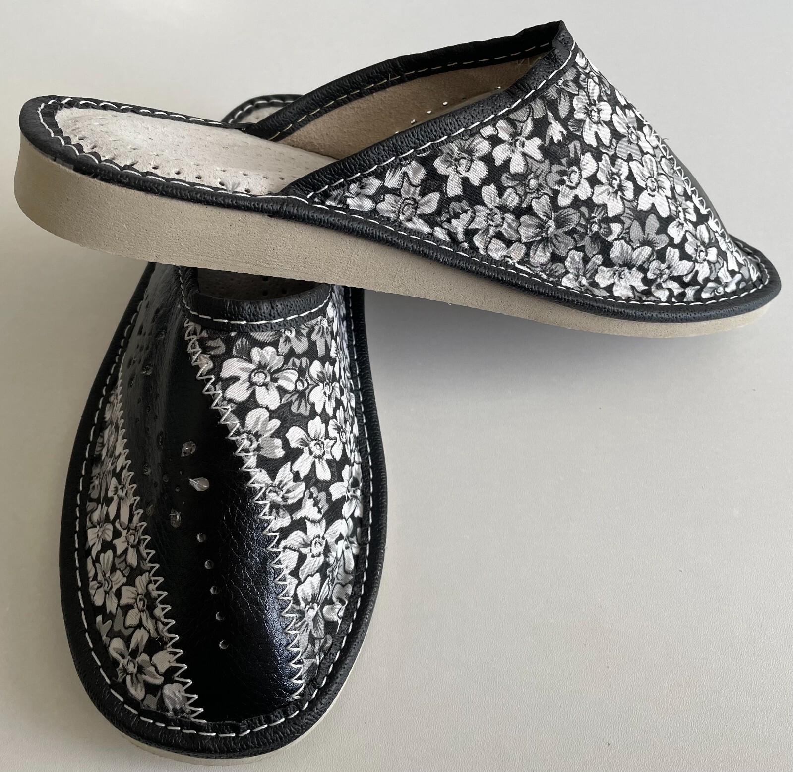 Womens Leather Slippers Ladies House Shoes Model B4 | eBay