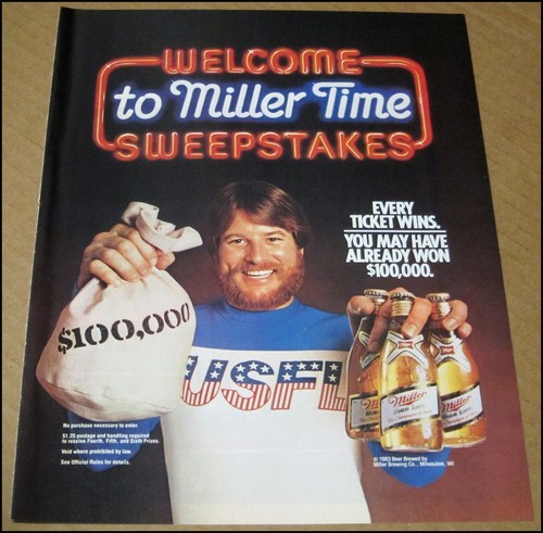 1983 Miller High Life Beer USFL Print Ad Advertisement Miller Time ...