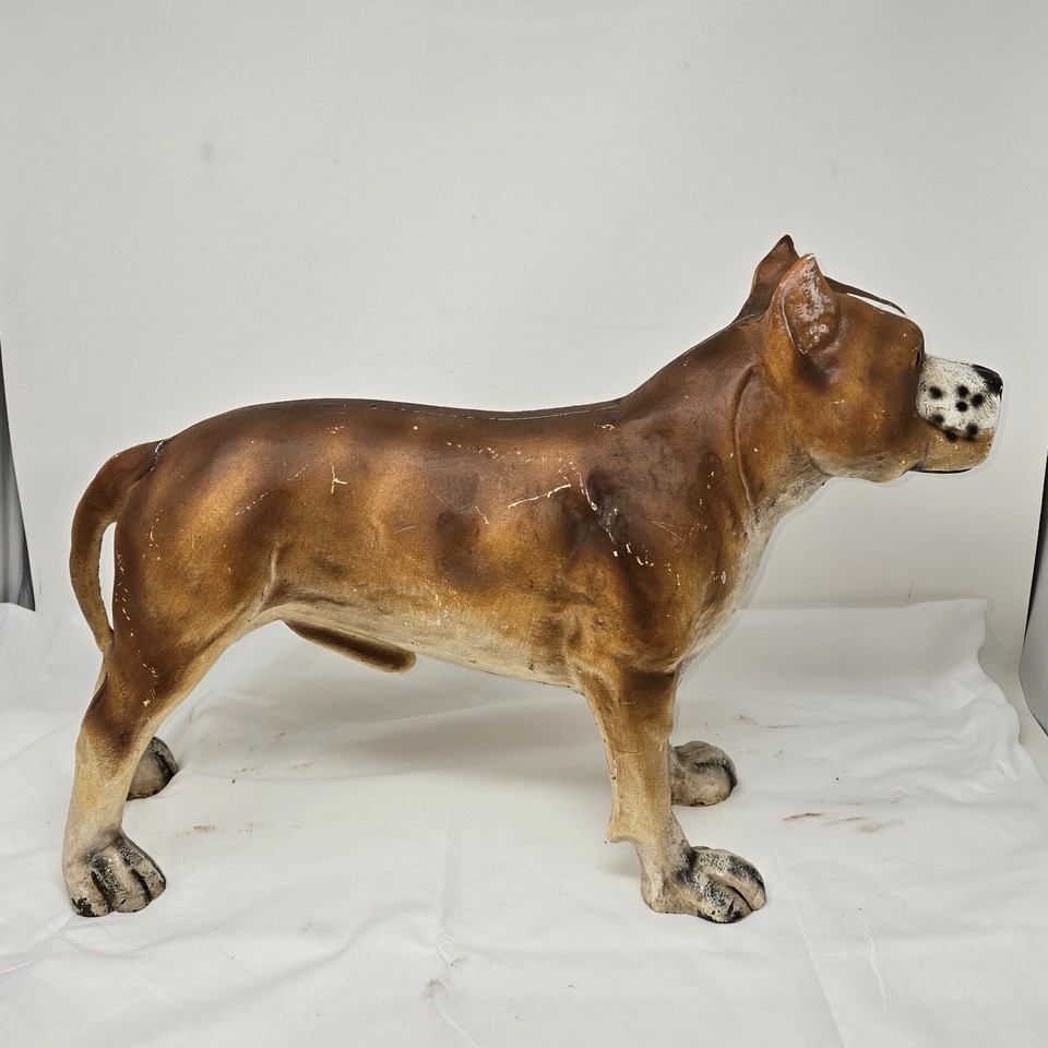 ANTIQUE VTG CAST IRON HUBLEY? PITBULL TERRIER BOXER DOG 22" STATUE ...