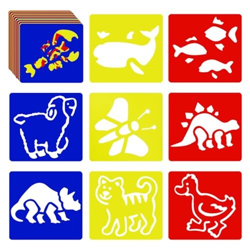 24 Pieces Stencils for Kids 5.9 x 5.5 Inches Drawing Stencils Chalk ...