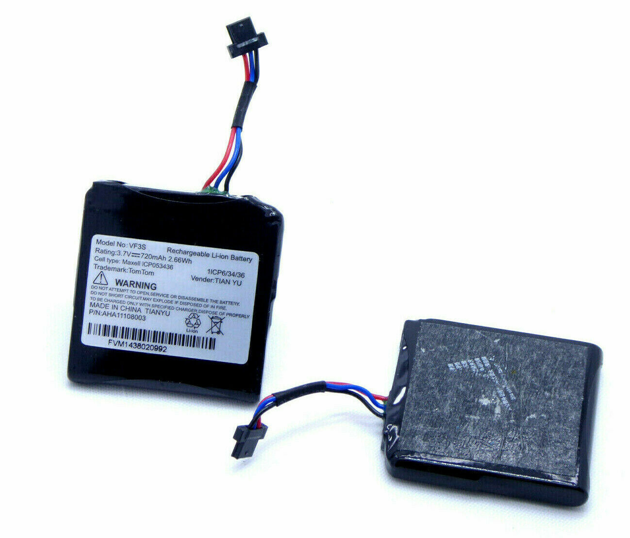 Original TomTom VF3S Akku Betterie AHA11108003 Battery 1ICP6/34/36 3,7V ...