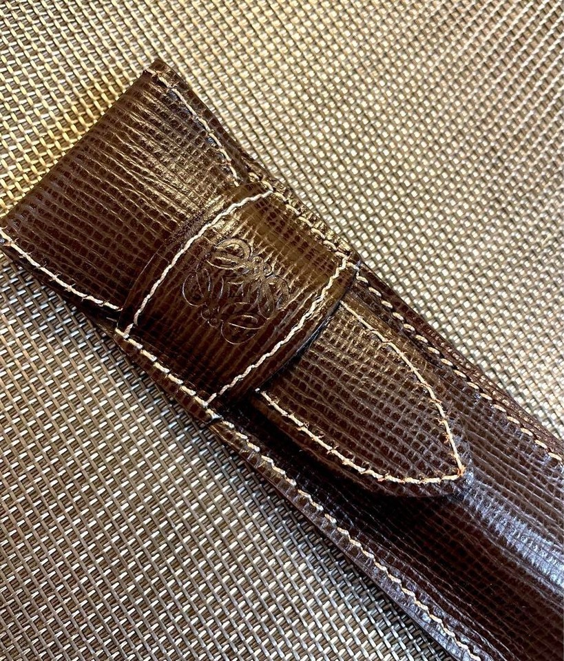 Loewe Dark Brown Leather wrapping Twisted Ballpoint Pen wz/Box&Leather ...