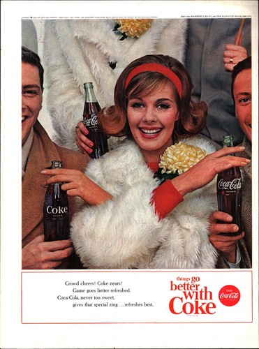 Coca Cola Advertisement - Vintage Oct 1963 Coke pretty women fur Game ...