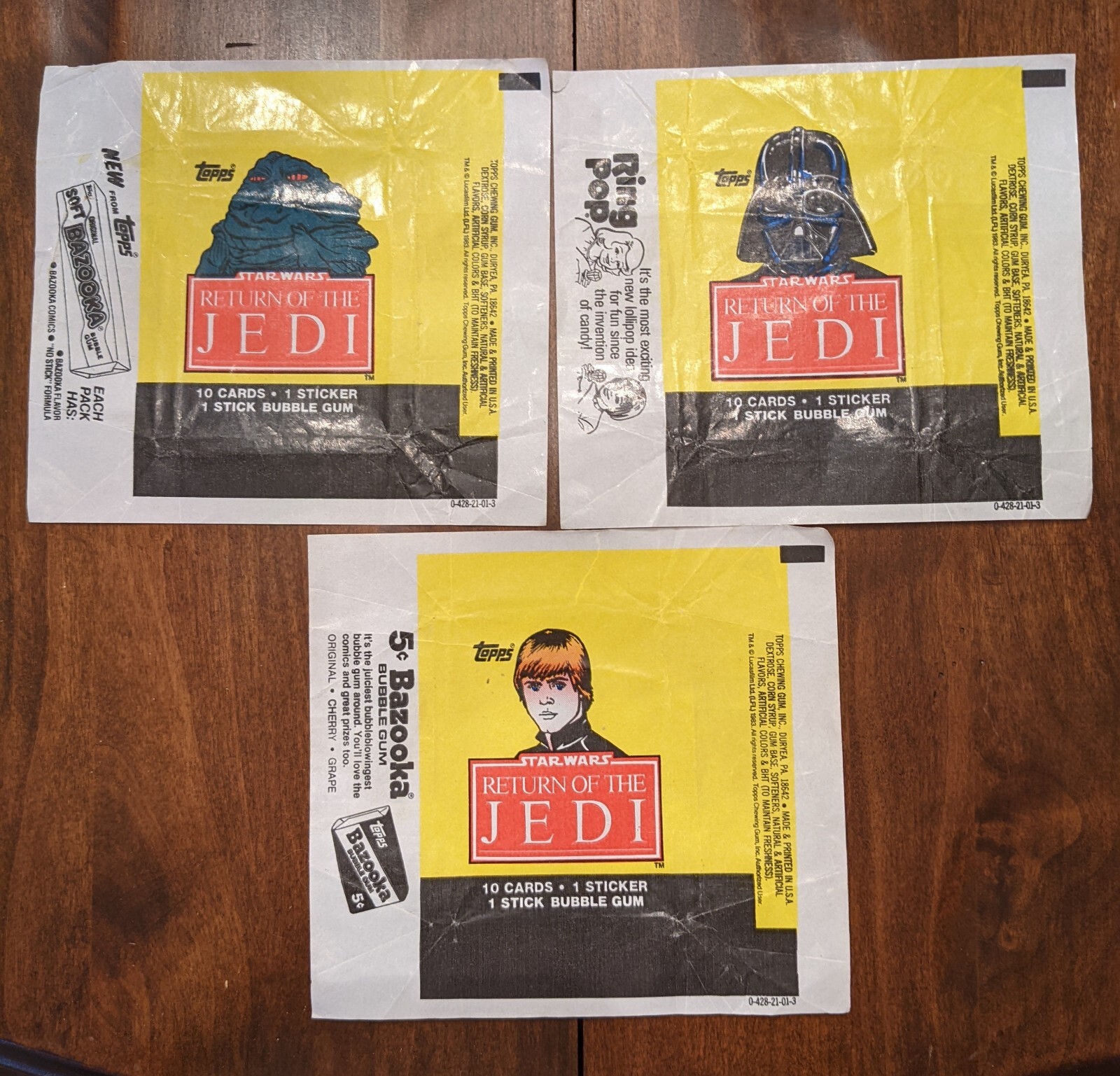 1983 STAR WARS RETURN OF THE JEDI SET OF 3 WRAPPERS TOPPS | eBay