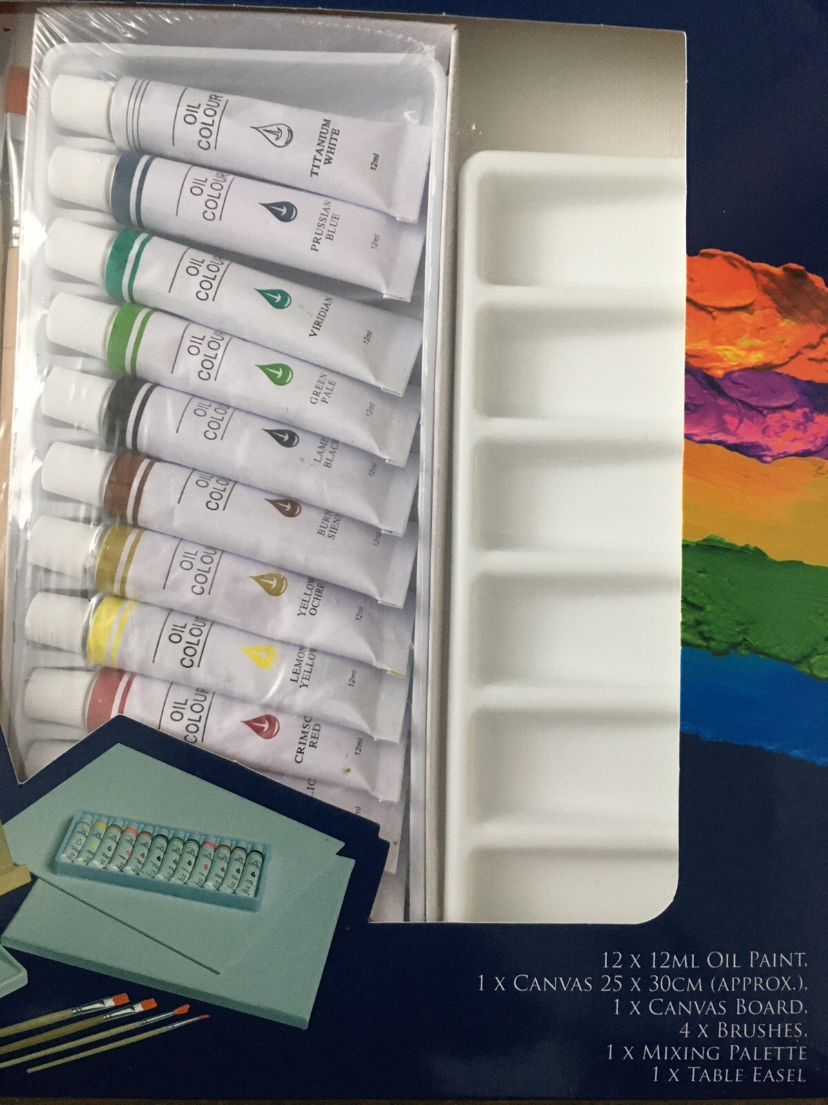 Brunel Franklin 20 Piece Canvas Oil Painting Set Brushes Easel Paints ...