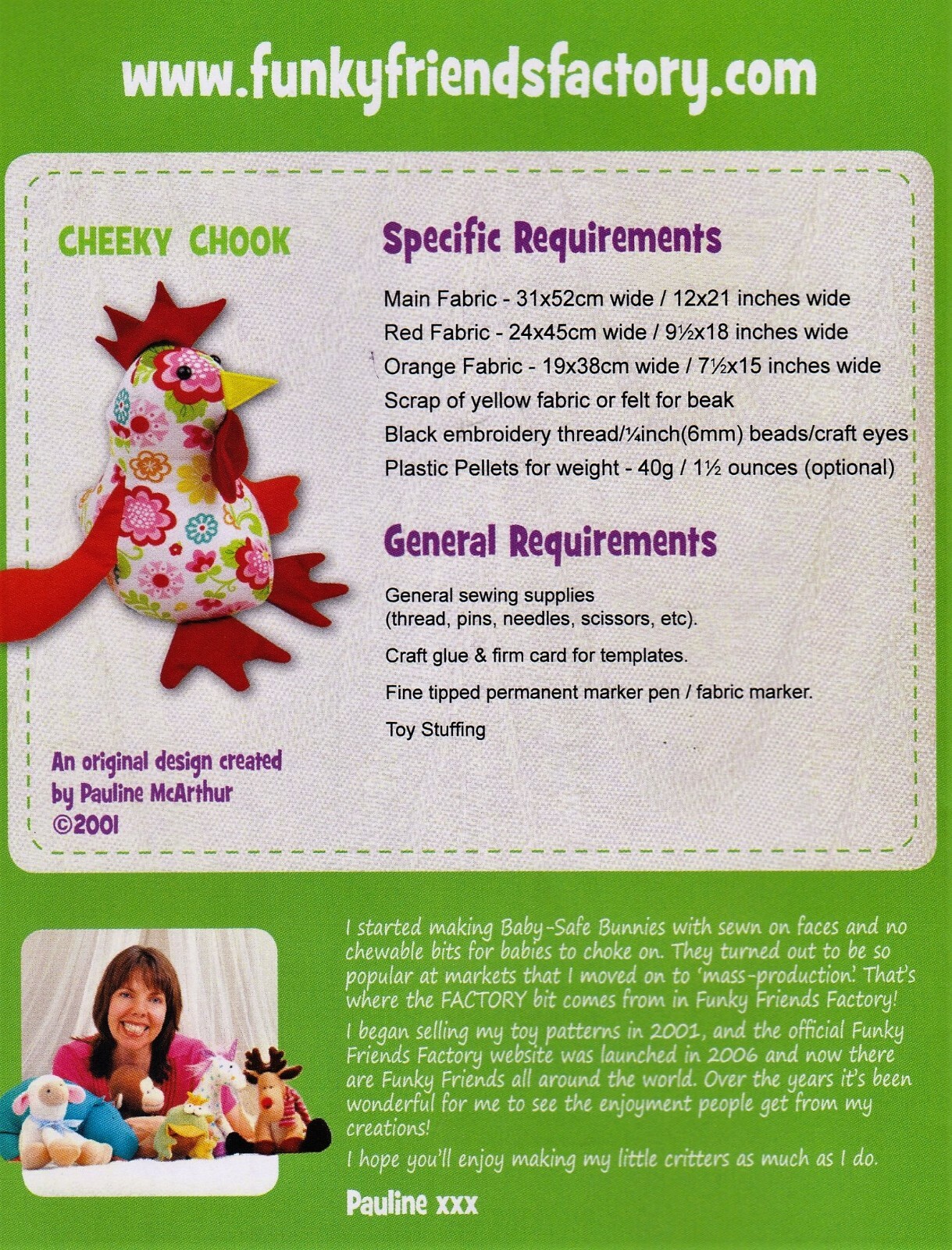 Cheeky Chook / Chicken Soft Toy Pattern by Funky Friends Factory | eBay