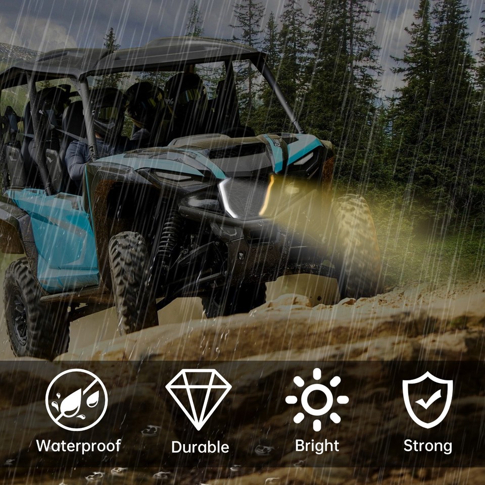 LED Hood Scoop Light+Fang Lights Compatible with Yamaha Wolverine RMAX ...