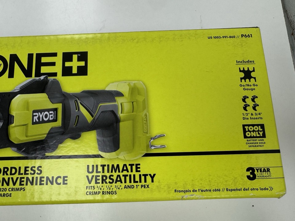 Ryobi ONE + PEX Crimp Ring Press Tool P661 Tool Only Brand New ...