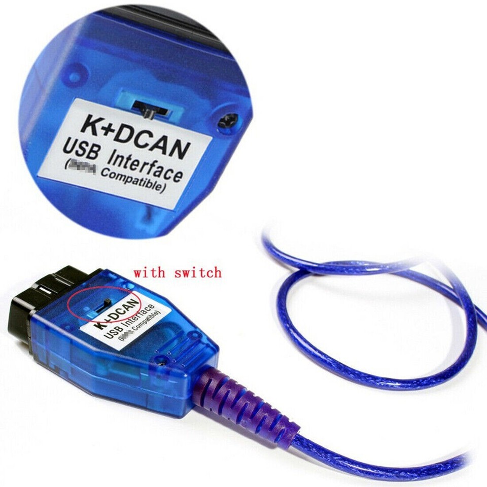 K+DCAN OBD2 Cable with Switch For BMW FTDI FT232RL Tools EDIABAS NCS ...