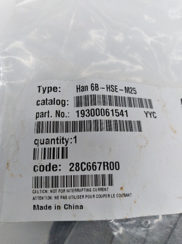 HARTING 19300061541 Han 6b-hse-m25 Hood Side Entry LC 2 Pegs M25 for ...