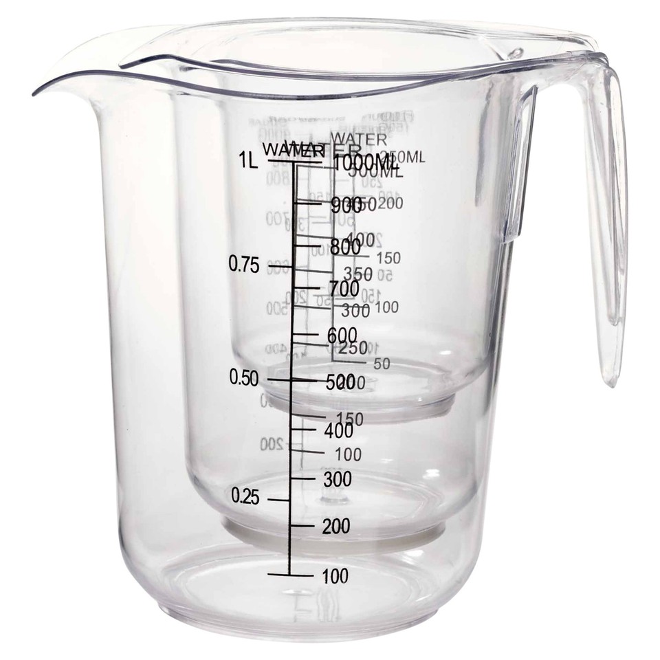 3 Sizes Measuring Jug Clear Plastic Baking Kitchen Set Flour Sugar ...