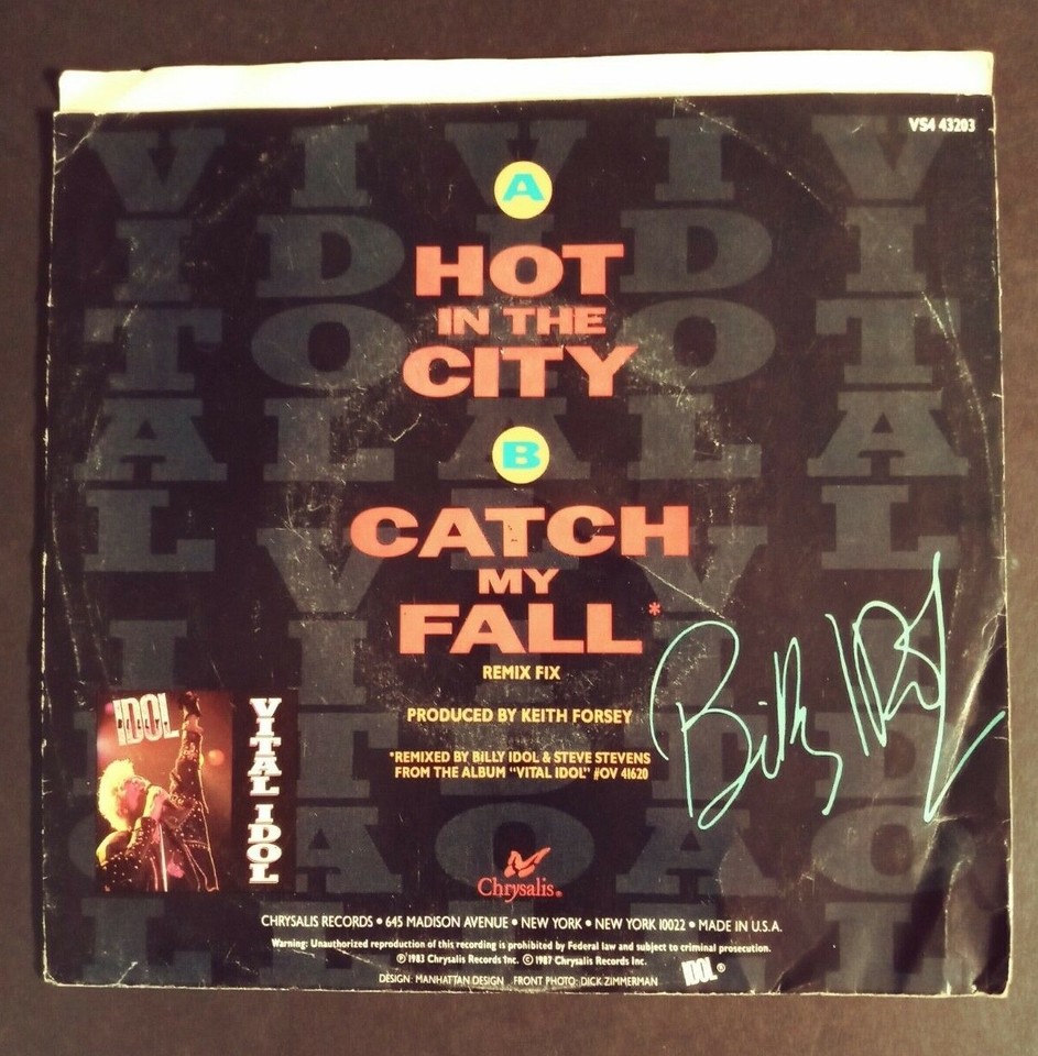 Billy Idol Hot In The City / Catch My Fall (Remix Fix) 45rpm 7" Vinyl ...