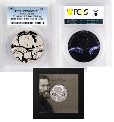 2023 CI $5 X-Ray Creation of Adam 1oz Silver High Relief Coin PCGS PR70 ...