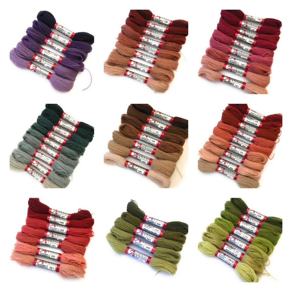 Sets of Appletons Wool Skeins Colour Range - Tapestry 4ply & Crewel ...