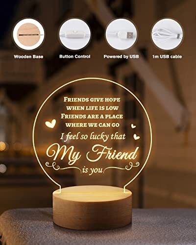 Friend Gifts for Women Night Lights Unique Friend Gifts 7.2 Inch ...