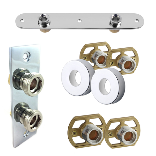 Exposed Easy Fixing Kit Shower Bar Valve Wall Plate Bracket Douche ...