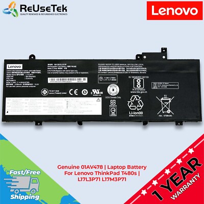 Genuine 01AV478 | Laptop Battery For Lenovo ThinkPad T480s | L17L3P71 ...