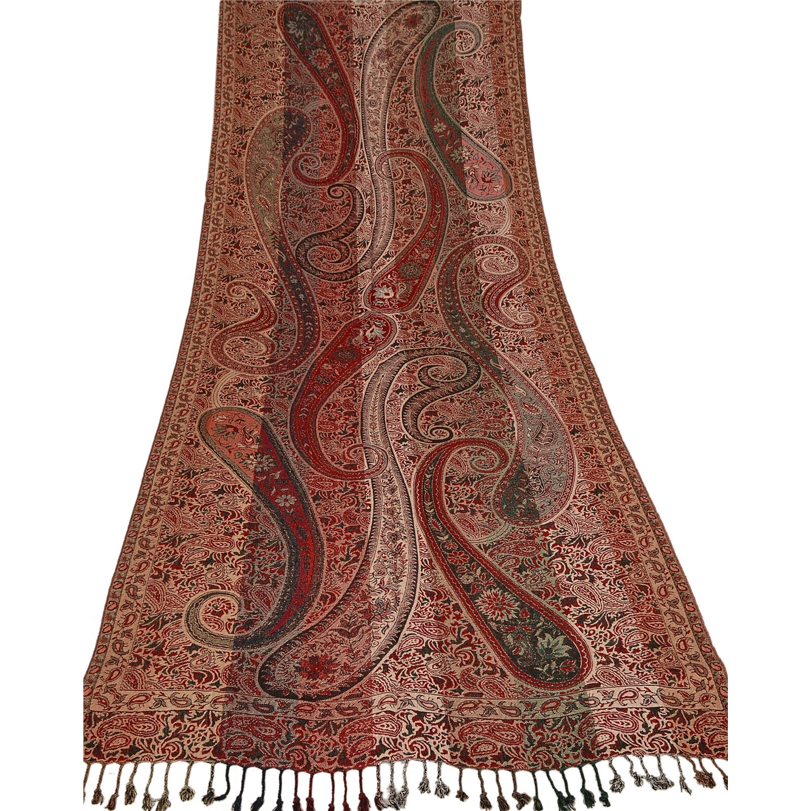 Sanskriti New Multi Viscose Jamavar Shawl Woven Work Long Stole Soft ...