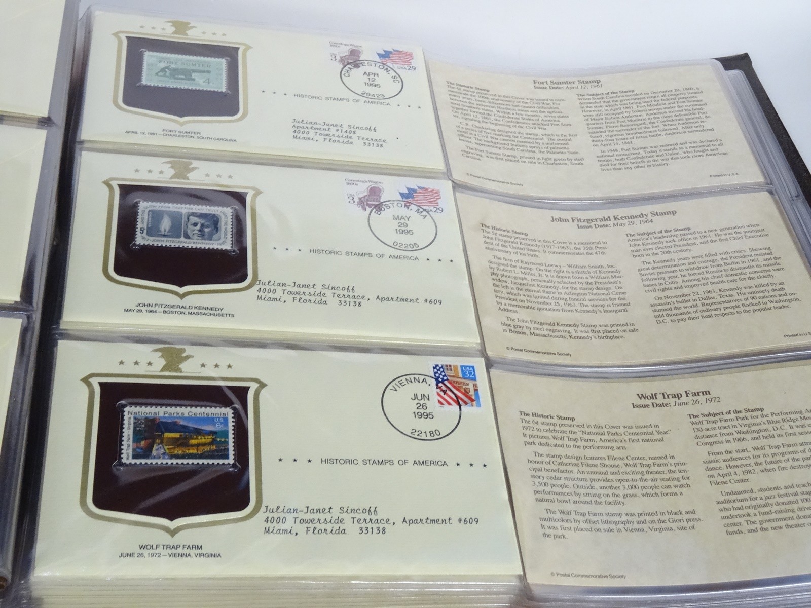 HISTORIC STAMPS OF AMERICA; POSTAL COMMEMORATIVE SOCIETY STAMP ...