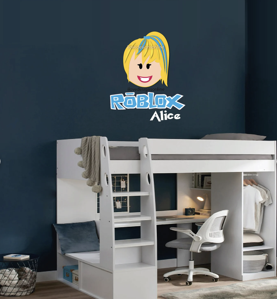 Roblox Girl Personalised Username Wall Graphics I Gaming Wall Sticker I ...