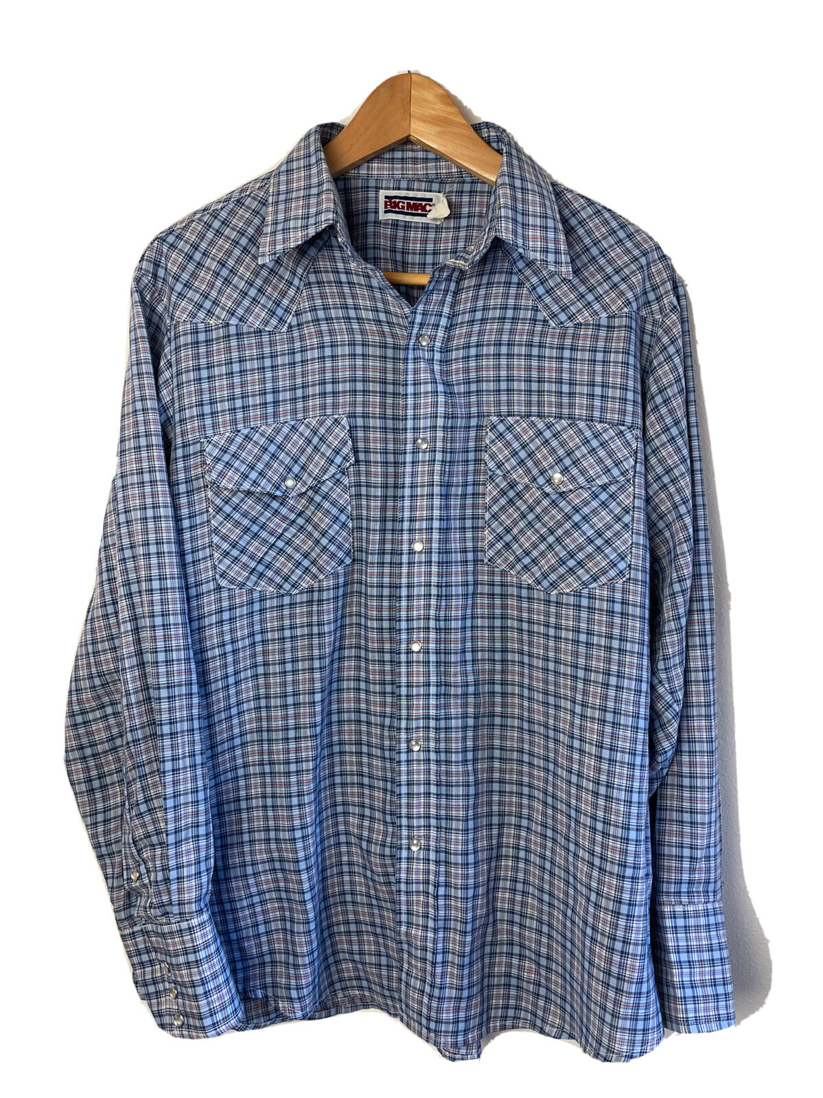 Vintage Big Mac Mens Shirt Pearl Snap Plaid Rockabill… - Gem